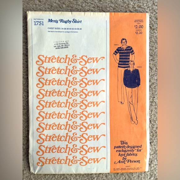 Stretch & Sew | Office | Stretch Sew Sewing Patterns By Ann Person Mens ...